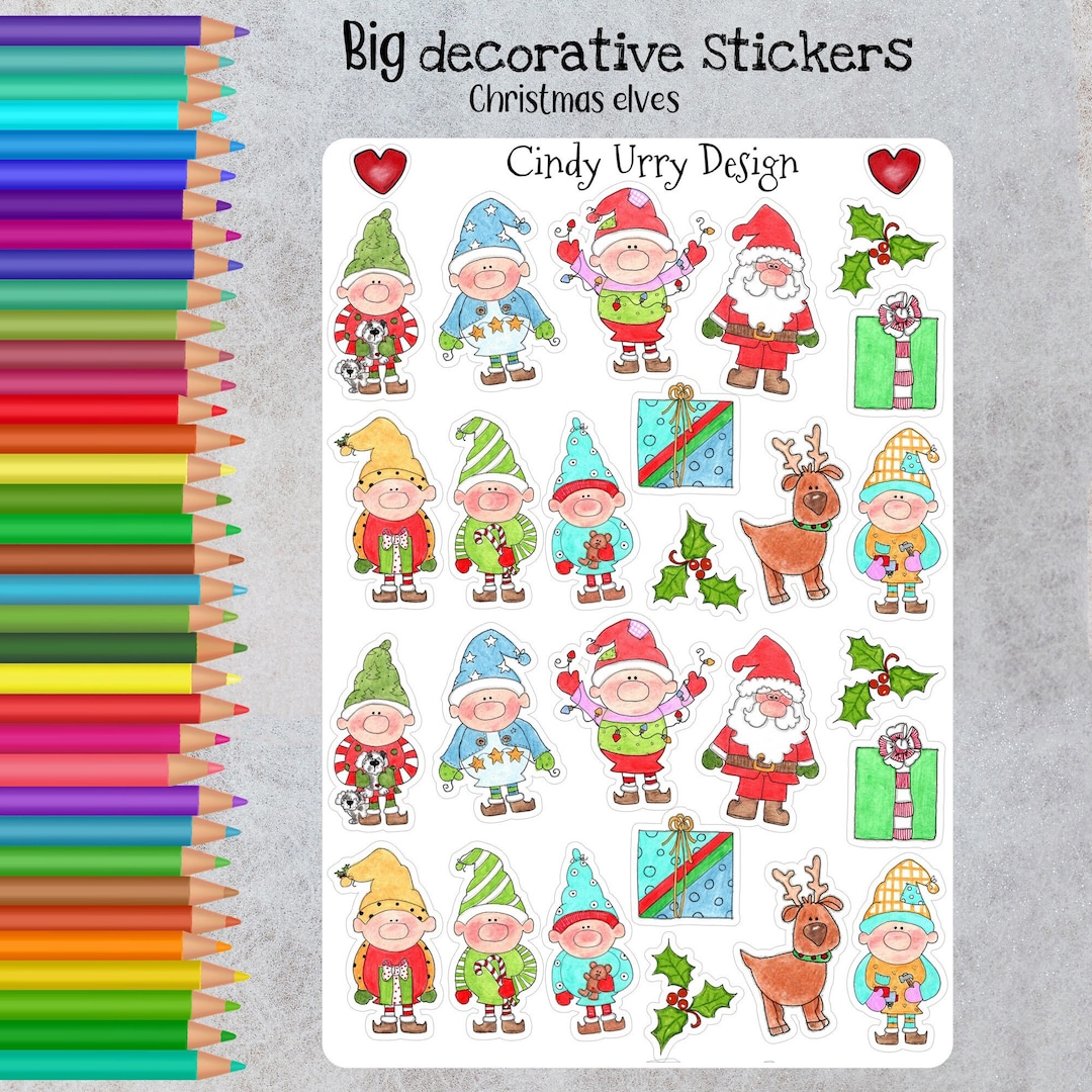 Christmas Elves Decor Sticker. Bigger Sticker to Compliment Smaller ...