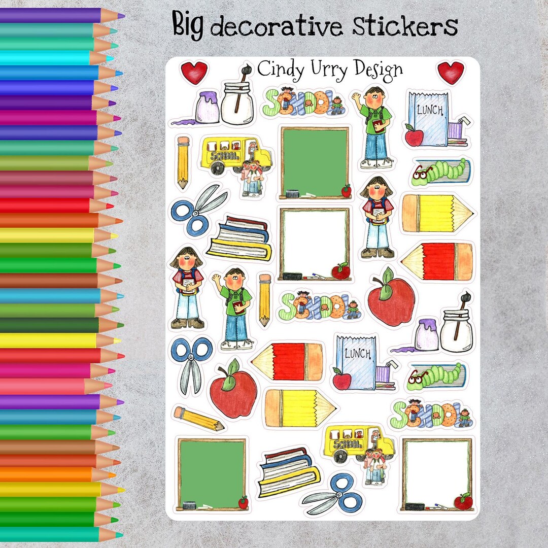School 2 Big Decor Sticker. Compliments Smaller Sets. Use for Journal ...