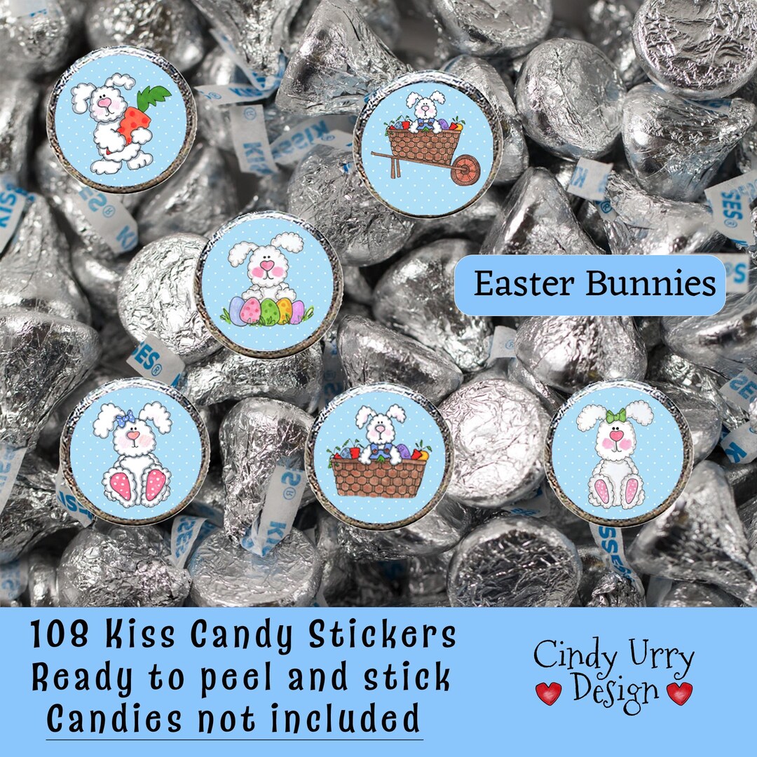 Easter Bunny Kiss Candy Stickers: 108 Party Favor Labels - Etsy