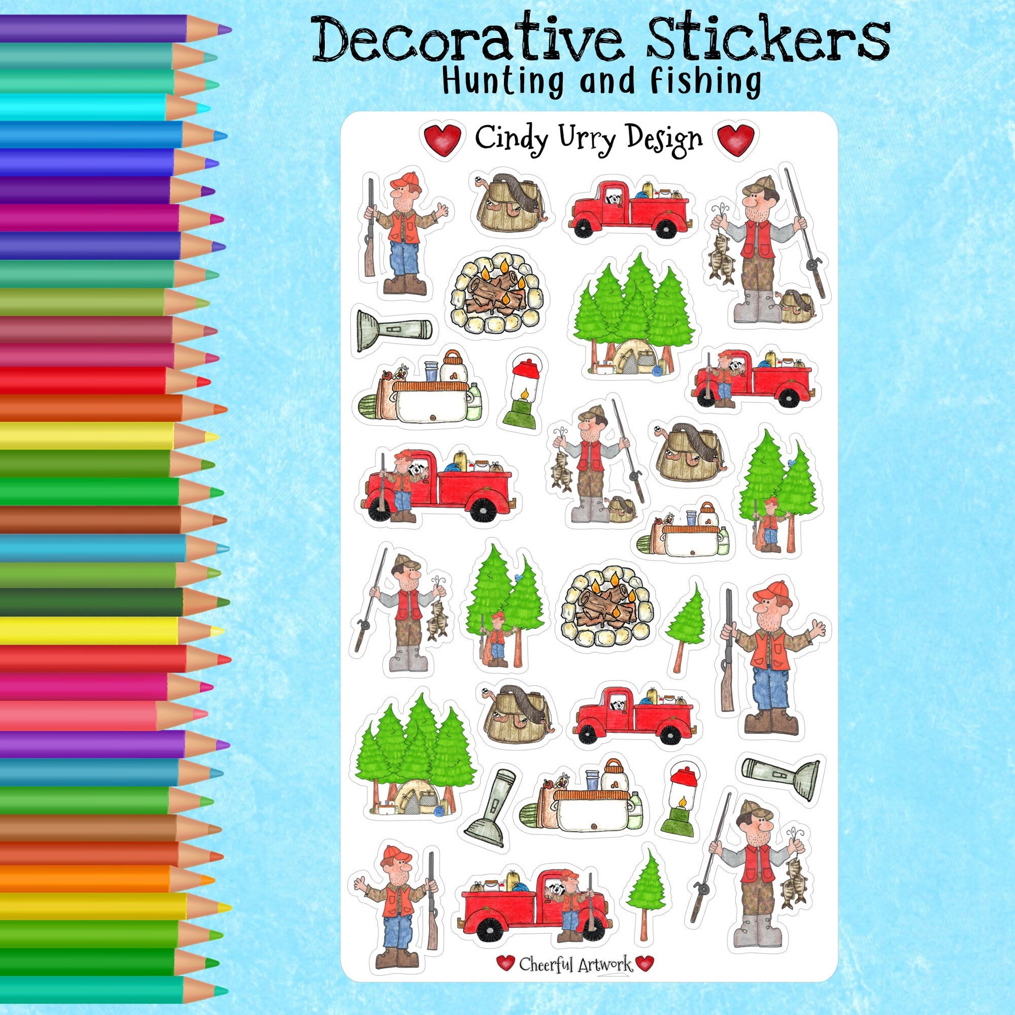 Fishing and Hunting Decorative Sticker Cute Sticker for - Etsy