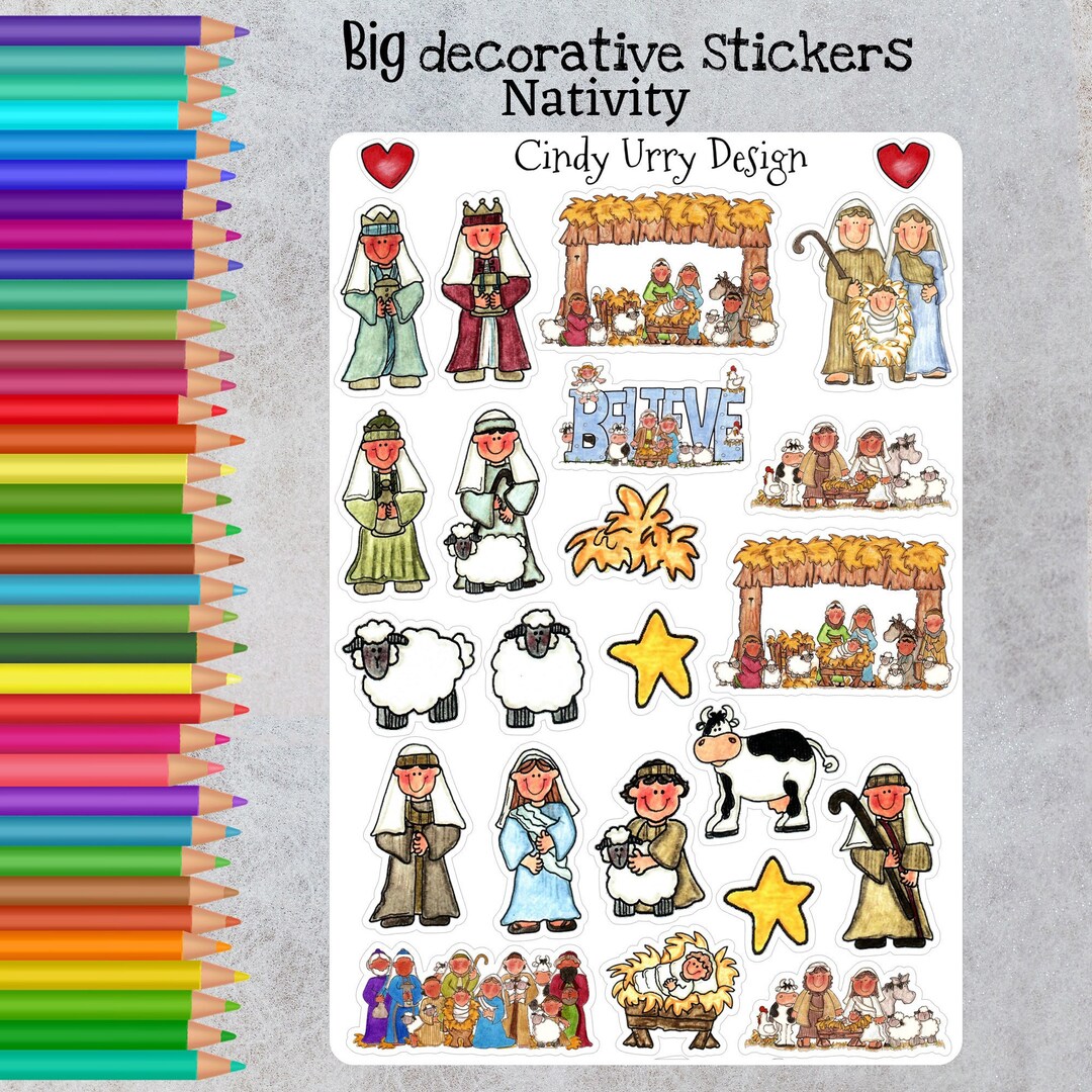 Nativity Winter Decor Sticker. Bigger Sticker to Compliment Smaller ...