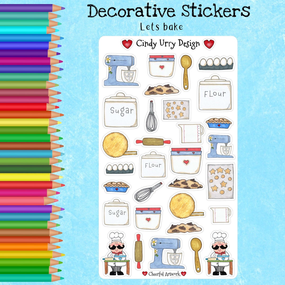Let's Bake Stickers: Hand-drawn Baking Planner Stickers - Etsy