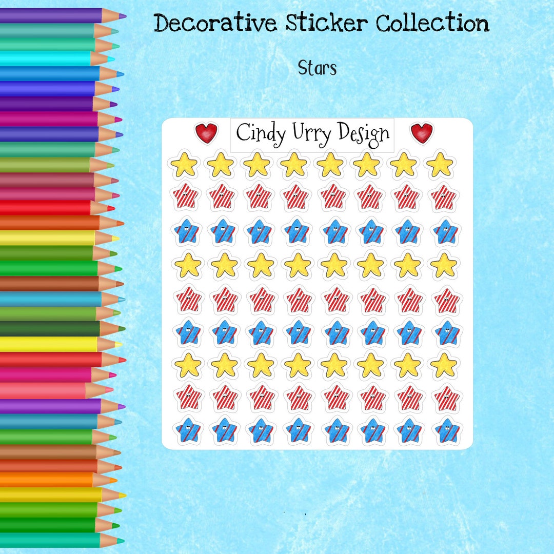 Star Planner Stickers, Hand Drawn Icon Stickers by Cindy Urry - Etsy