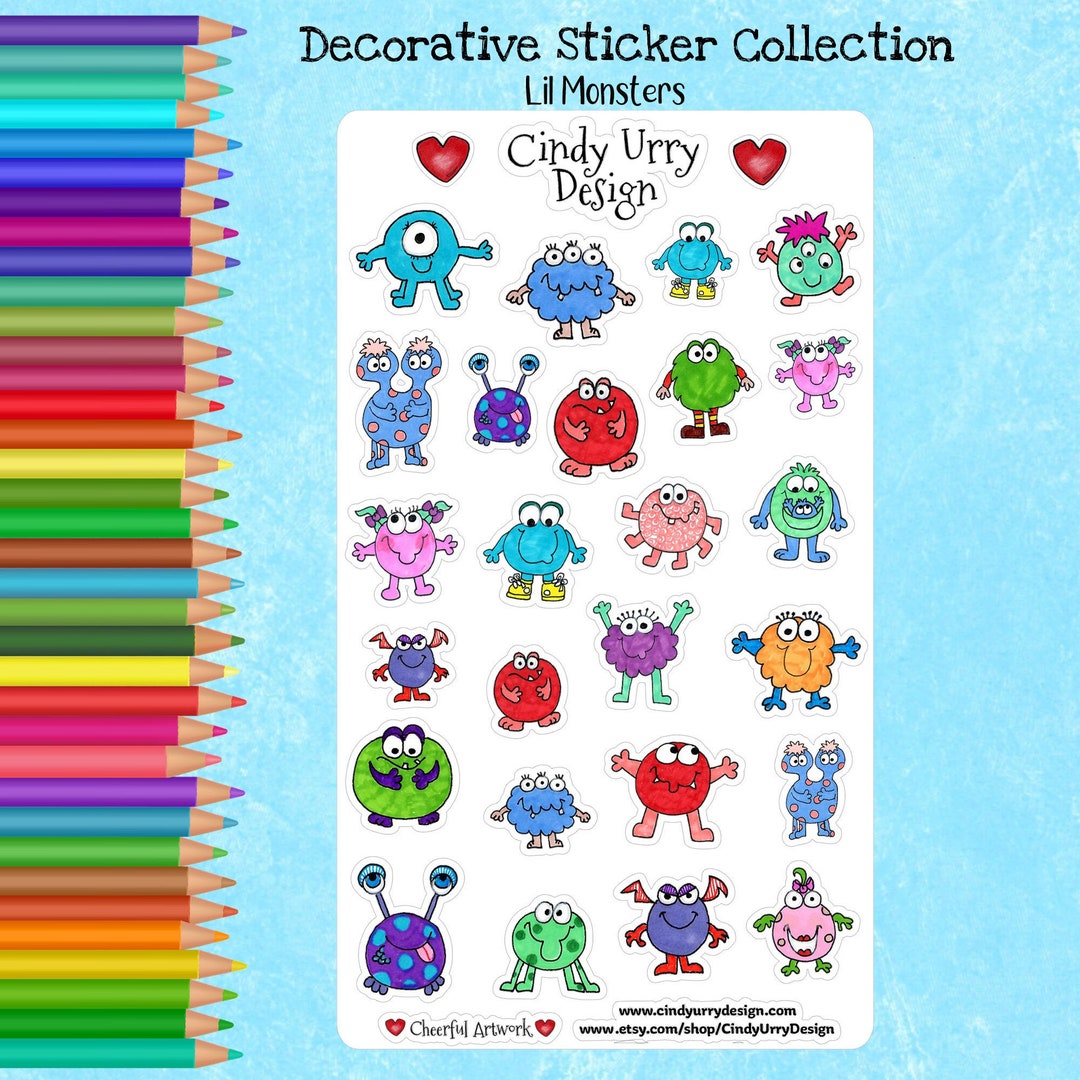 Cute Lil Monster Cute Stickers, Planner Stickers, Bullet Journal ...
