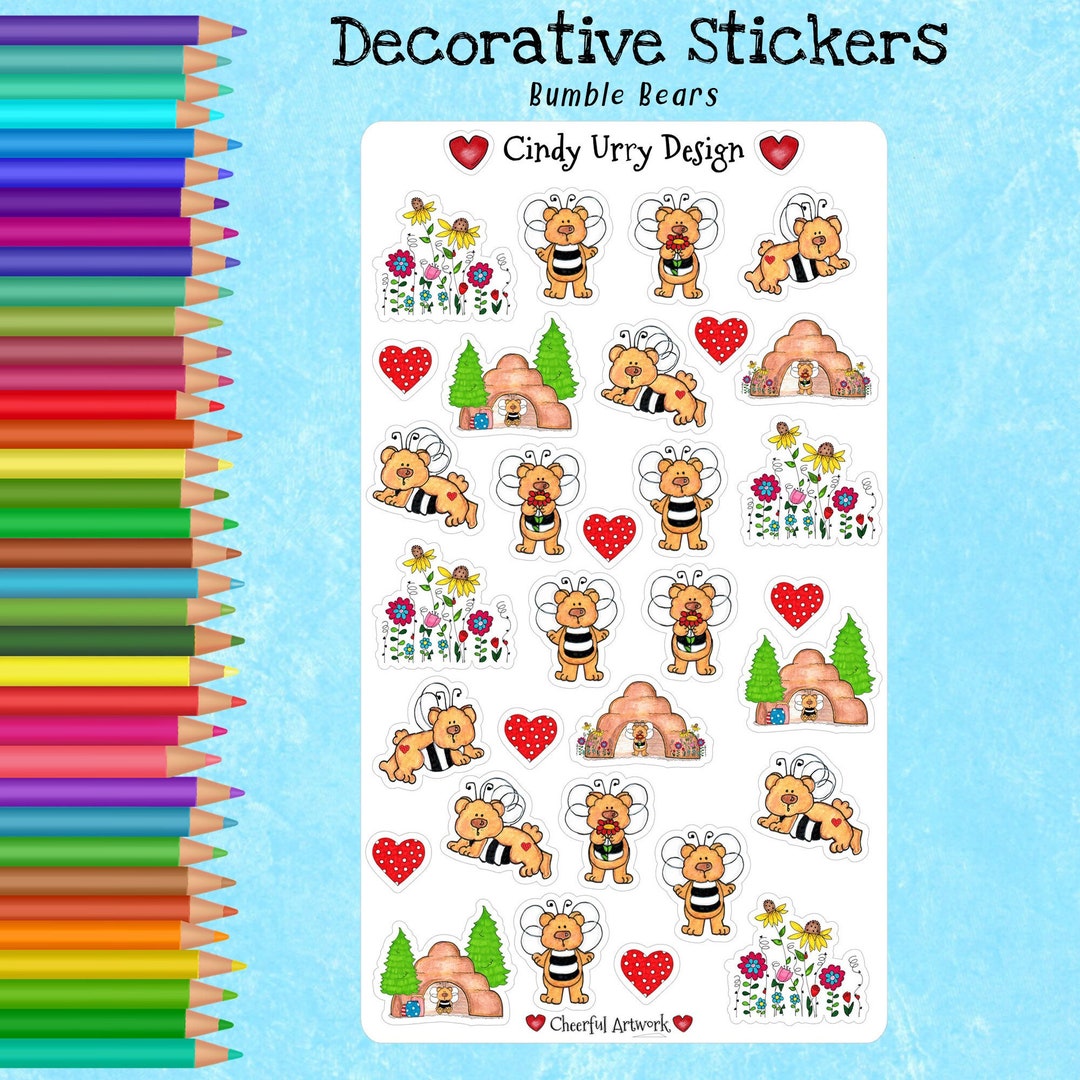 Bumble Bears Decorative Stickers. Cute Stickers for Bullet Journal and ...