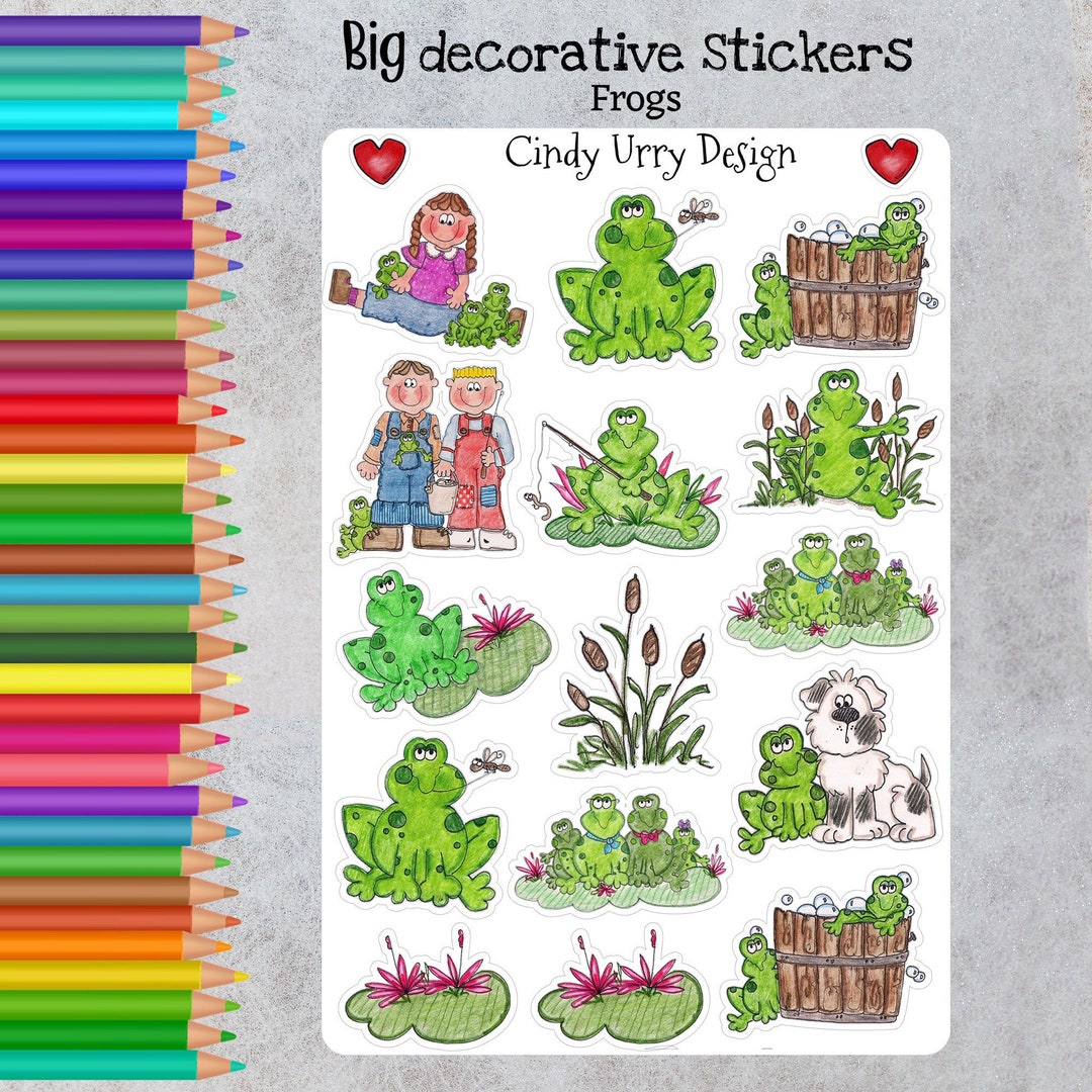 Frog Stickers, Hand-drawn Planner Stickers, Scrapbook Art - Etsy