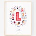 Personalised Letter L Nursery Print, Boys Name Print, Illustrated L ...