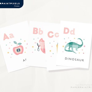 Printable Pink Alphabet Flashcards | Cute ABC Learning Cards for Girls ...