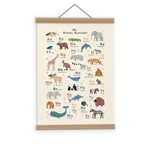 Animal ABC Alphabet Nursery Print, Educational Posters for Kids, Wooden ...