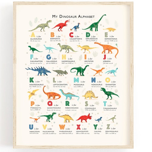 Dinosaur ABC Poster Alphabet Print Dinosaur Gift Nursery - Etsy