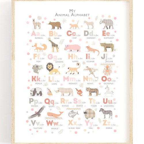 Animal Alphabet Print Letters Wall Decor for Nursery or - Etsy