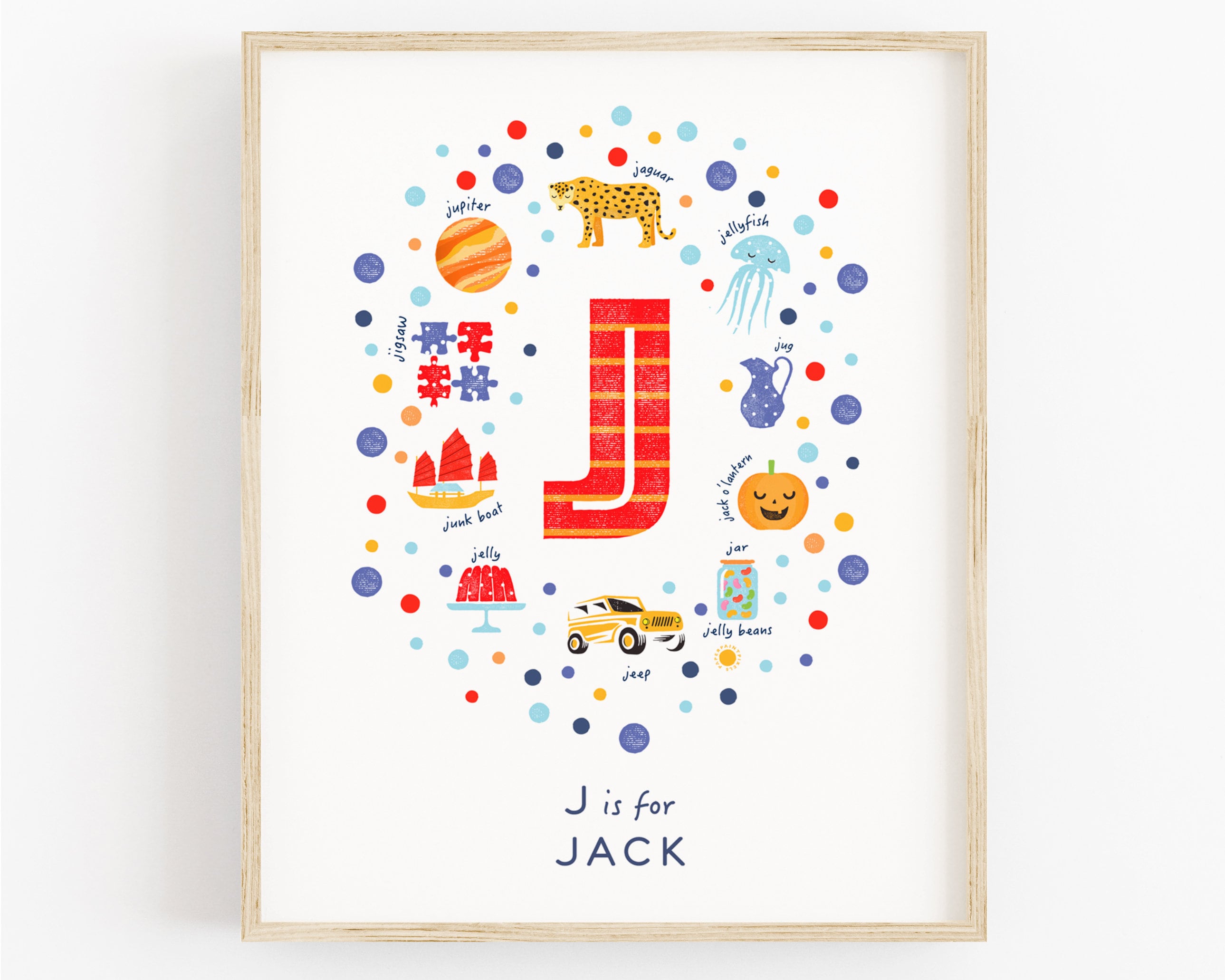 Illustrated Letter J Art Print Unique Baby Gift for Boys | Etsy
