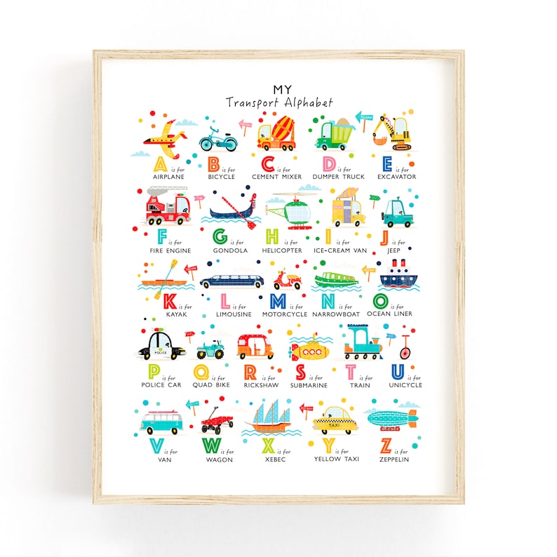 Transport Alphabet Print Alphabet Poster Car Fire Truck - Etsy Canada