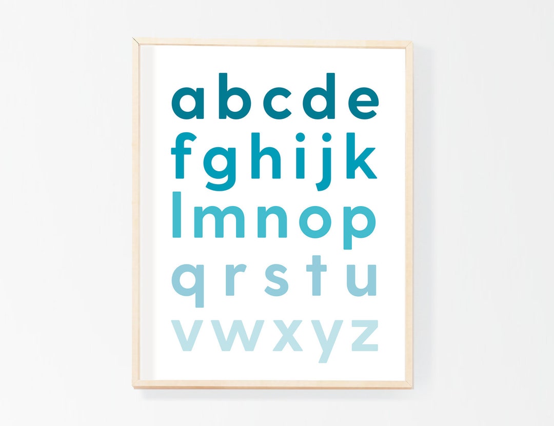 Teal Ombre Alphabet Printable Poster, Teal Alphabet Instant Download ...