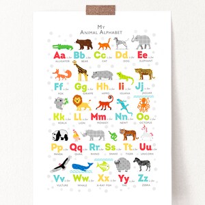 Bright Animal Alphabet Print, Safari Animal Wall Art, Jungle Nursery ...