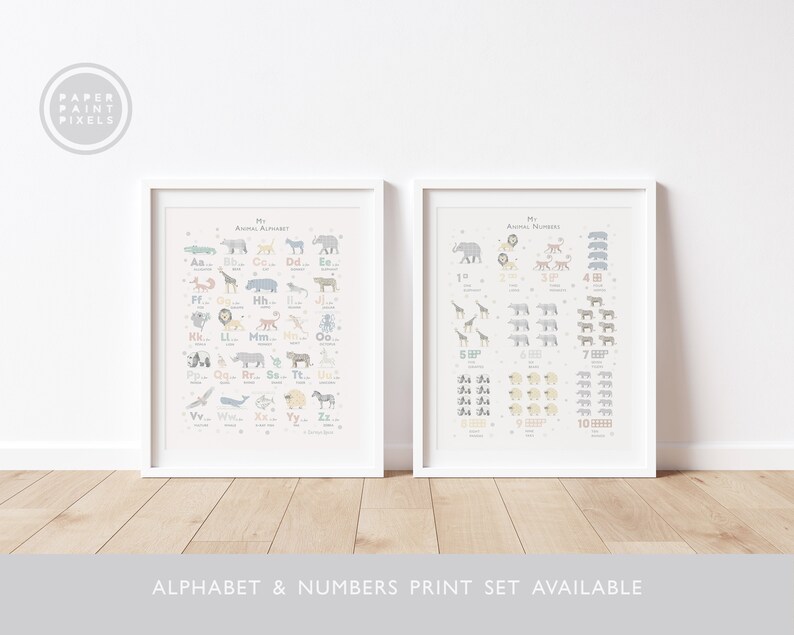 Animal Print Safari Animal Alphabet Print Neutral Nursery | Etsy