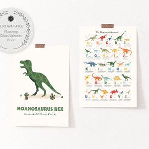 T-rex Personalized Gift for Kids, Dinosaur Wall Decor, Dinosaur Print ...