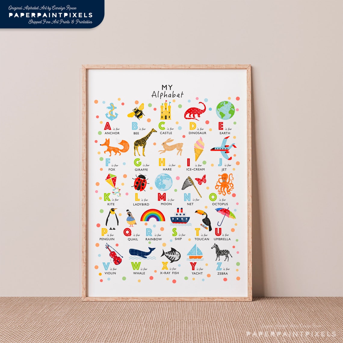 Alphabet Poster Colourful Printable Wall Art ABC Poster - Etsy UK