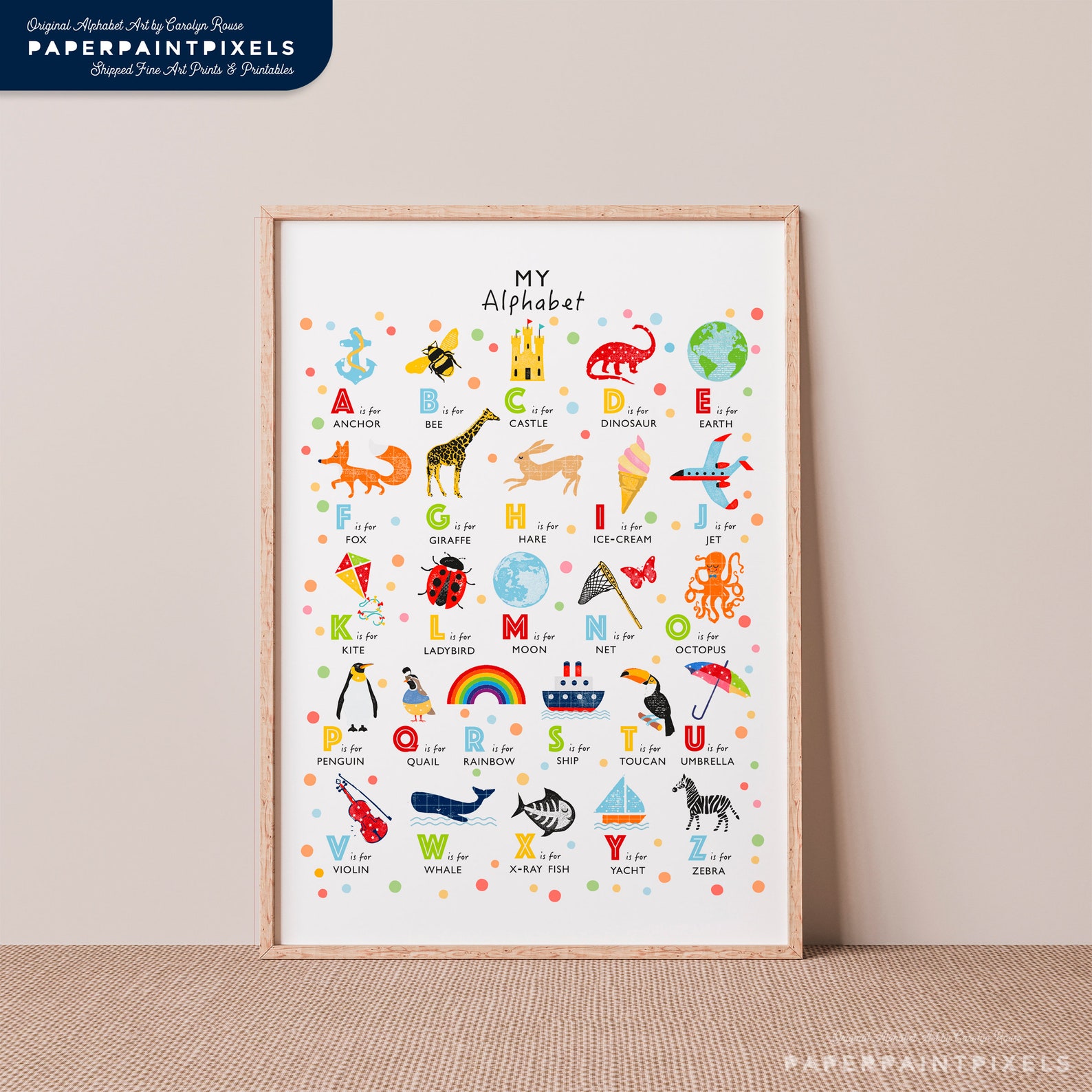 Alphabet Poster Colourful Printable Wall Art ABC Poster - Etsy UK