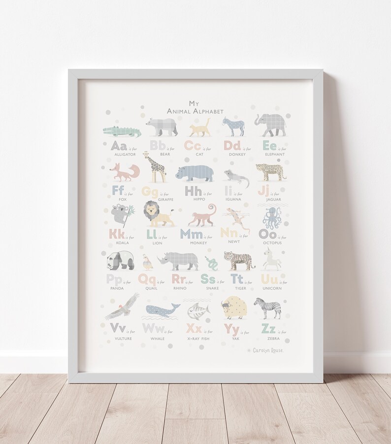 Animal Print Safari Animal Alphabet Print Neutral Nursery | Etsy