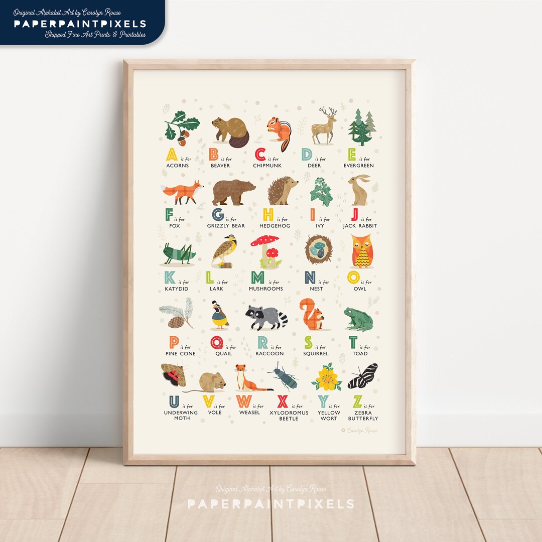 Woodland Alphabet Print, Forest ABC Poster, Nature Wall Art Printable ...