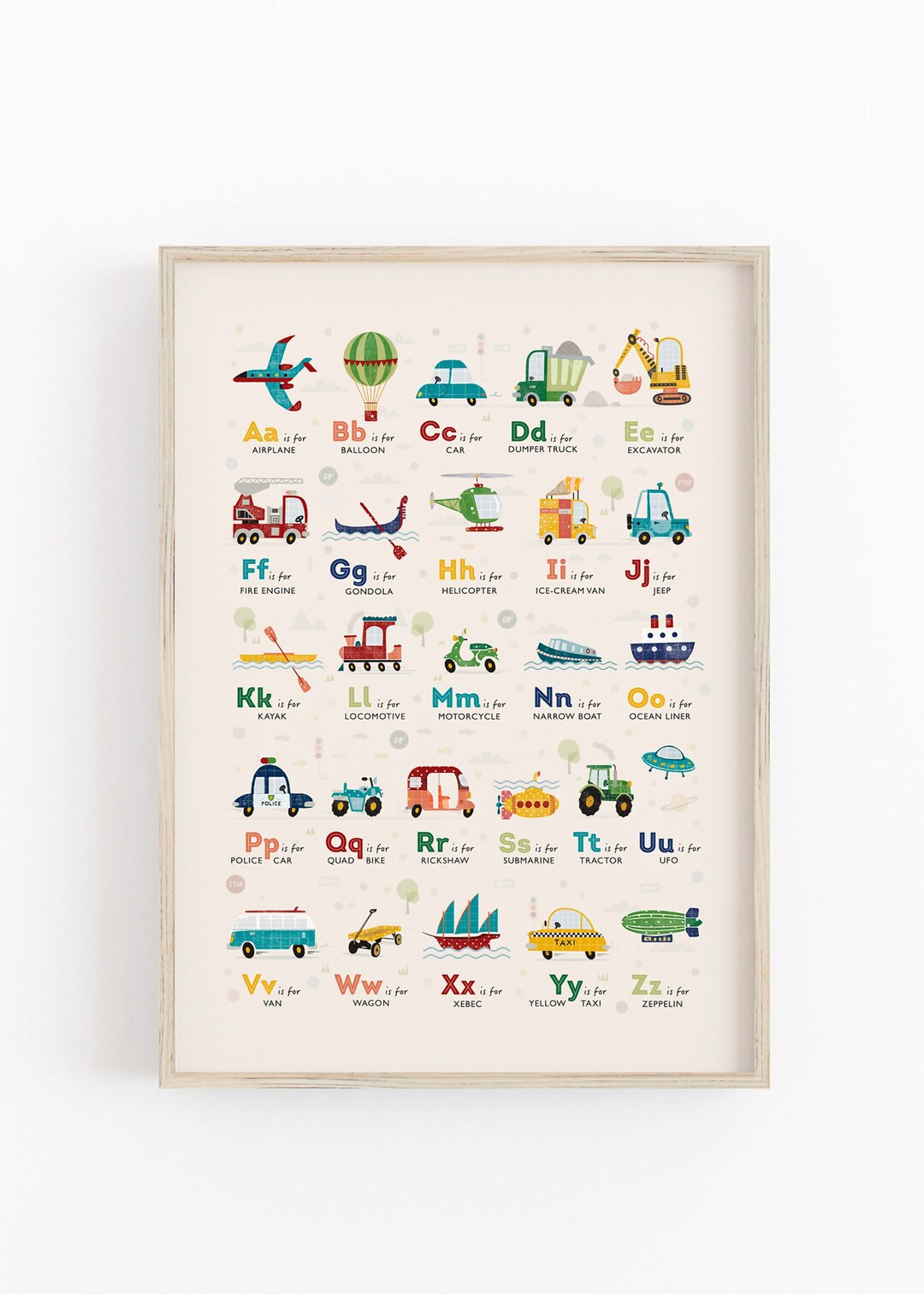 Vehicle Alphabet Printable, Transport Nursery Decor, Transportation ...