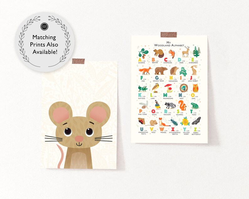 Mouse Nursery Print, Woodland Animals Nursery Poster, Cute Animal Print ...