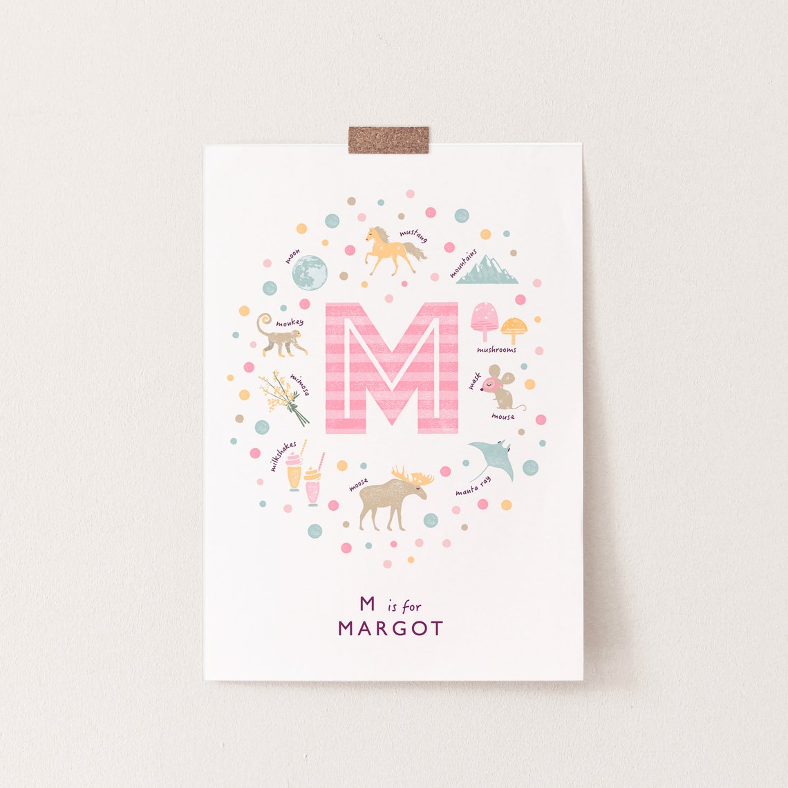 Letter M Nursery Art Nursery Decor Personalised Print Baby - Etsy UK