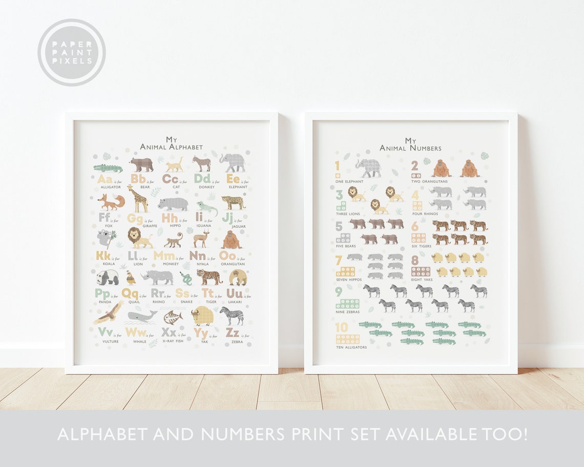 Jungle Numbers Nursery Print, Neutral Safari Nursery Decor - Etsy