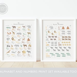Safari Animal Alphabet Print — Neutral Jungle Wall Art for Baby & Kids ...