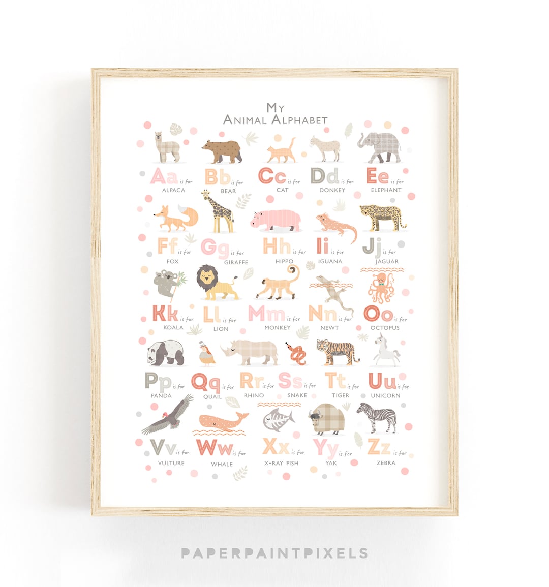 Personalised Animal Alphabet Print, Safari Animal ABC Nursery Wall Art ...