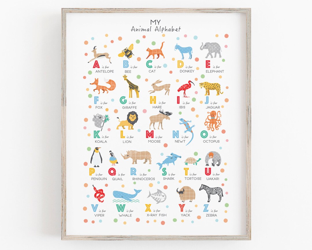 Animal Alphabet Print, Nursery Decor, Animal Alphabet Poster, Alphabet ...