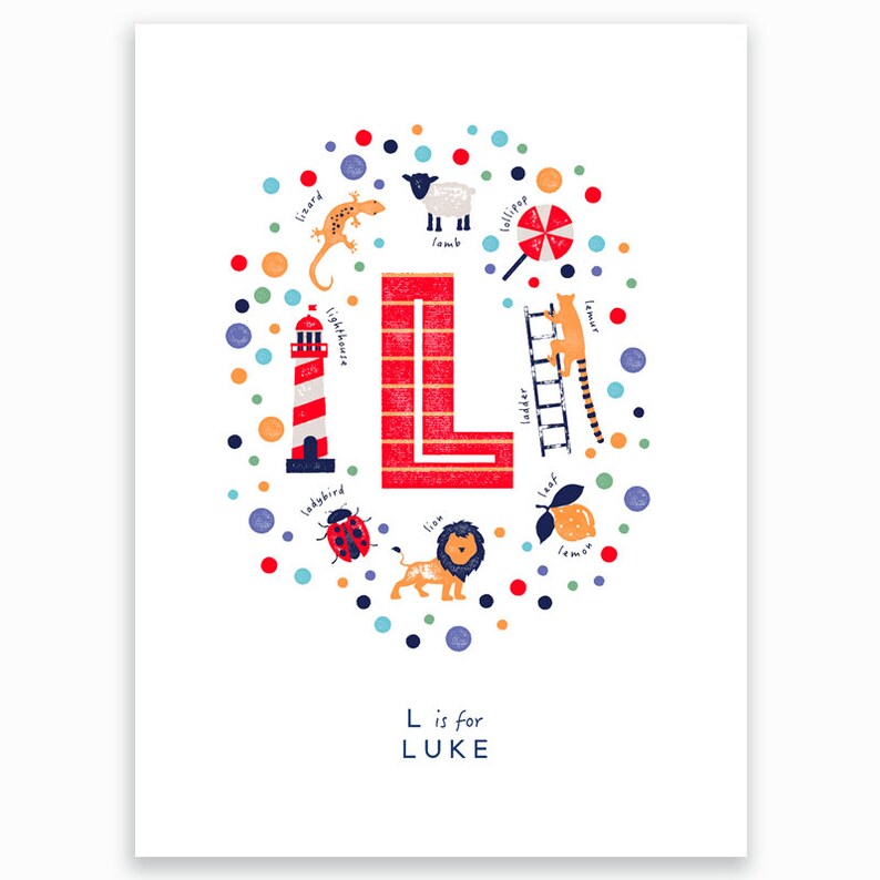 Personalised Letter L Nursery Print Boys Name Print - Etsy