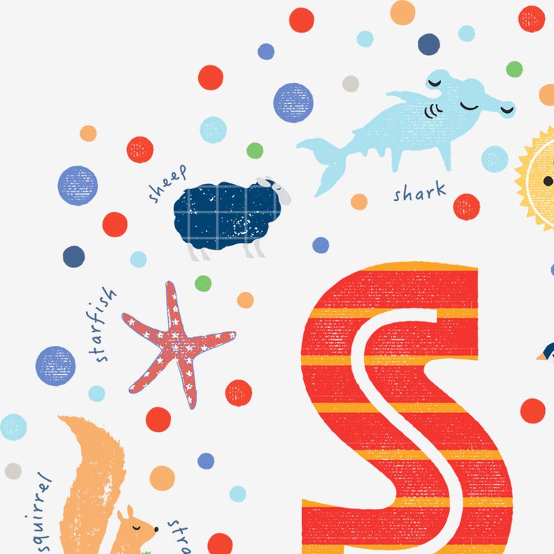 Baby Name Print Initial Letter S Name Art Personalised - Etsy