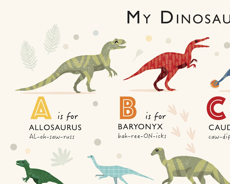 Dinosaur Print Dinosaur Theme Alphabet Print for Nursery USA | Etsy UK