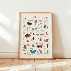Insect Alphabet Print, Nursery Wall Art, Bugs and Insects Poster ...