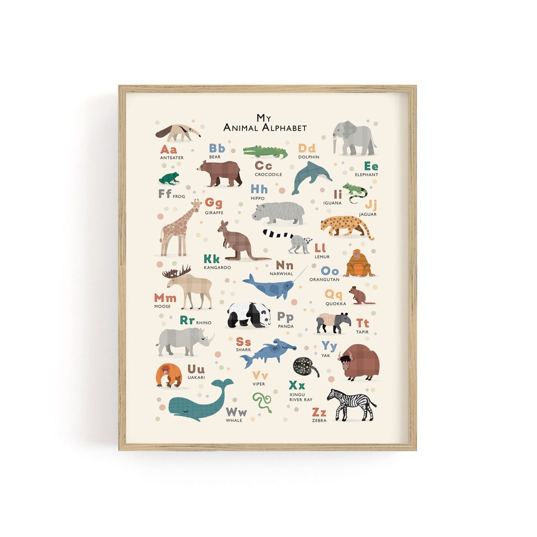 Personalised Animal Alphabet Poster, Children's Educational Wall Decor ...