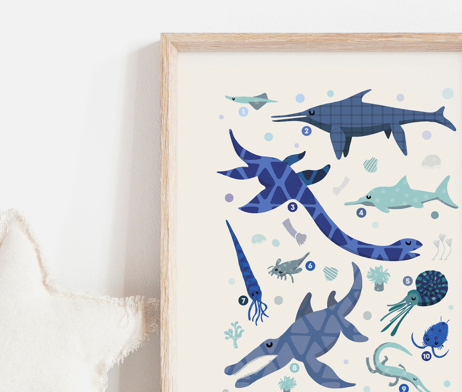 Blue Dinosaur Print Dino Theme Nursery Wall Art Blue Kids | Etsy