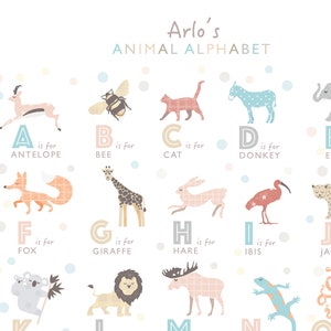 Animal Nursery Art, Numbers & Alphabet Print, Nursery Decor, Set of 2 ...