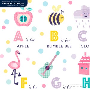 Girls Alphabet Poster, Printable Digital Download, Cute Alphabet Print ...