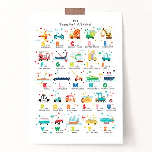 Transport Alphabet Print, Alphabet Poster, Car, Fire Truck Print ...
