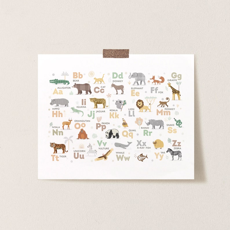 Safari Animal Alphabet Jungle Animals Alphabet Poster | Etsy UK