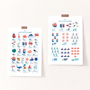 Nautical Alphabet Print Set, Ocean ABC and Numbers Nursery Art Set, A ...