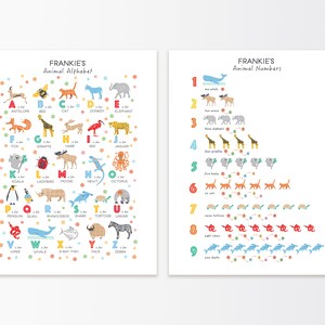 Animal Nursery Art, Numbers & Alphabet Print, Nursery Decor Set of 2 ...