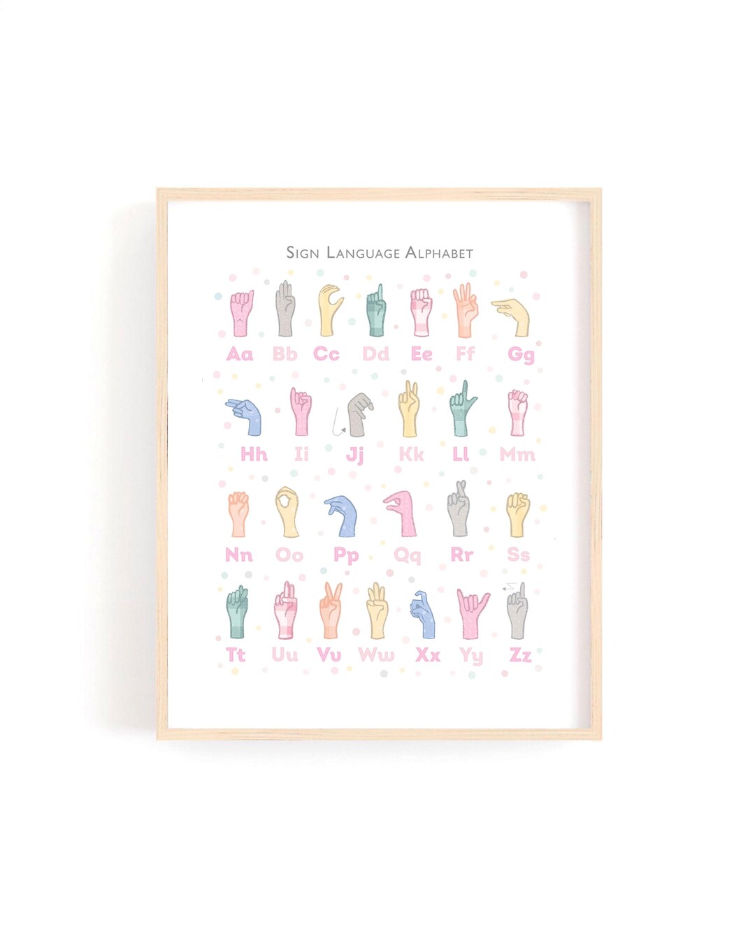 American Sign Language Alphabet Chart Printable, Pastel ASL Wall Art ...