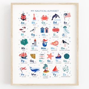 Nautical Nursery Print, Alphabet Wall Art, Ocean Theme Nursery Decor ...