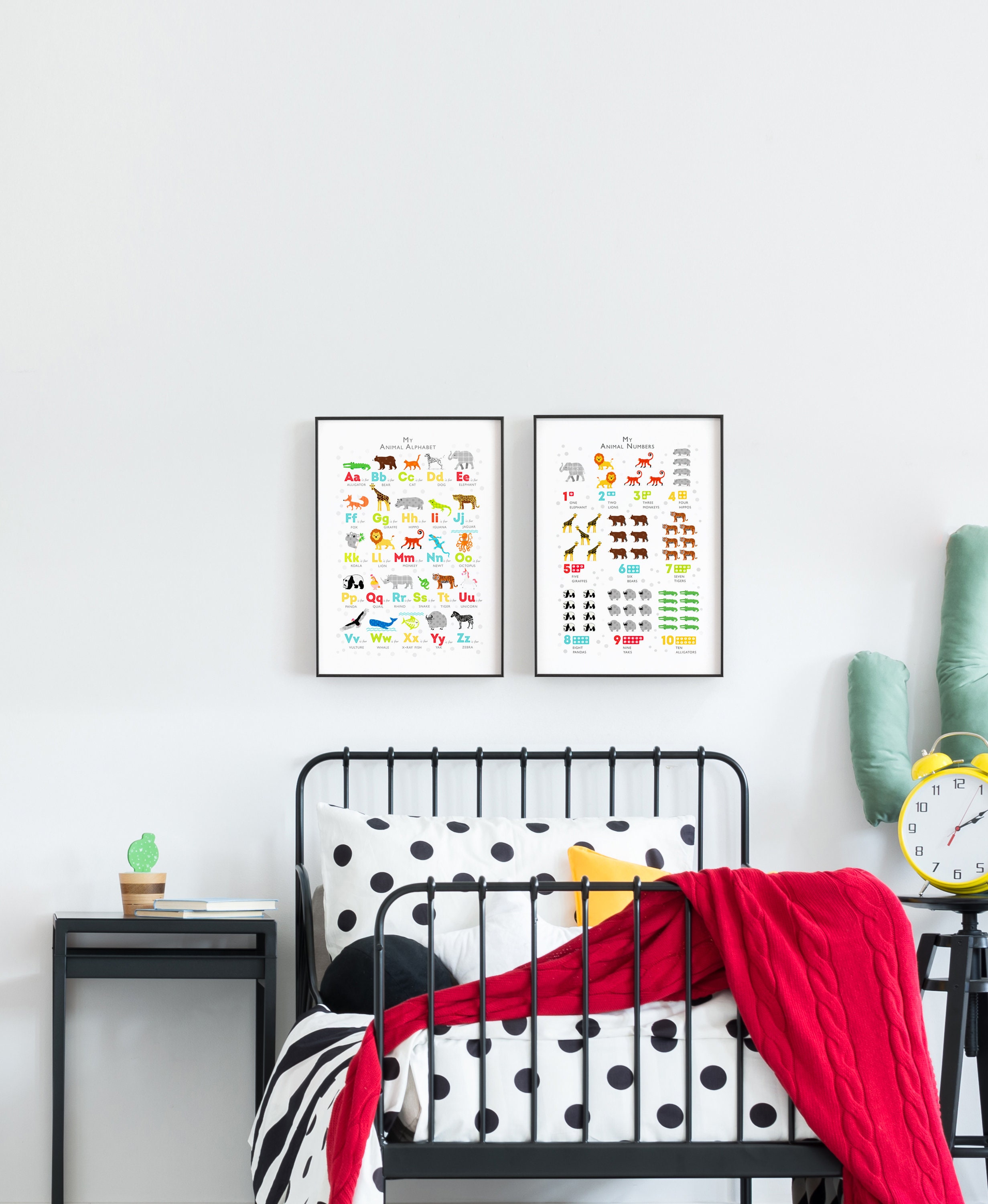 Bright Animal Print Set Safari Alphabet and Numbers Prints | Etsy