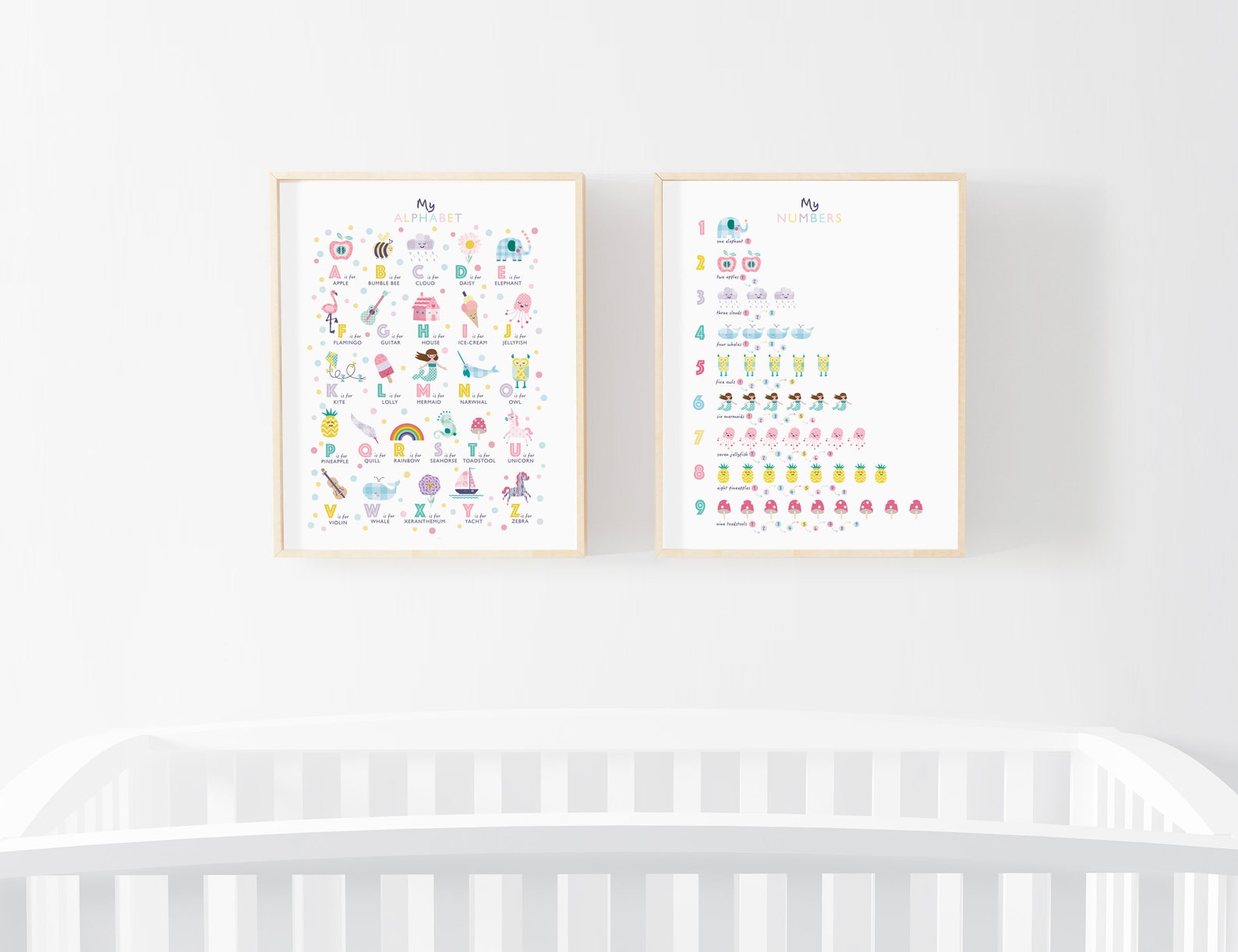 Girls Nursery Decor Numbers & Alphabet Nursery Art Prints Cute | Etsy