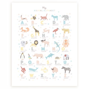 Animal Alphabet Poster, Baby Gift, Nursery Decor, Alphabet Wall Art ...