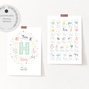Nursery Name Print, Personalised Letter H Wall Art, Girls Nursery Art ...